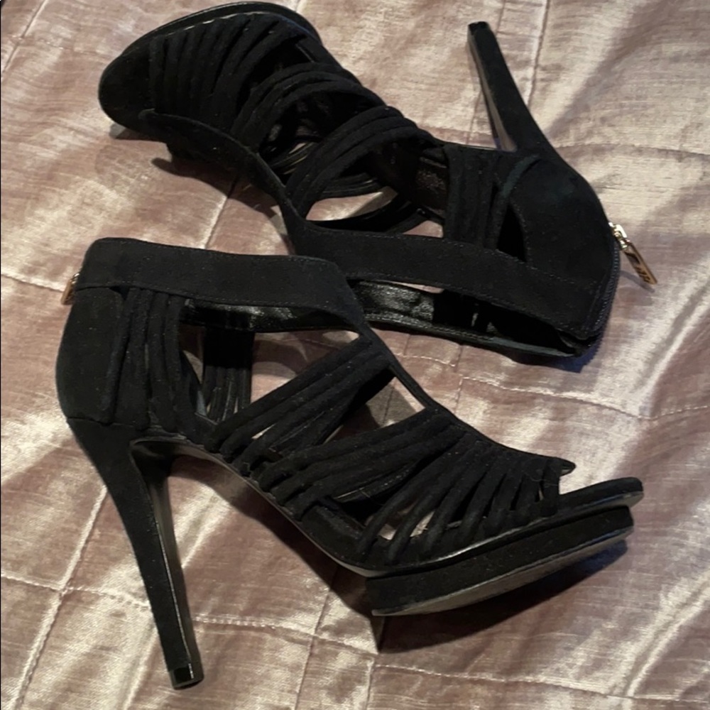 Tory Burch Suede Platform Cage Heels - Gem